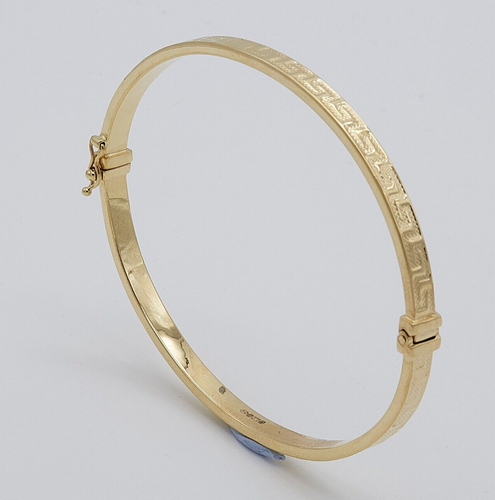 375 Solid 9ct Yellow Gold Women 4mm Oval Hinged Bangle 64mmx52mm Brand ...