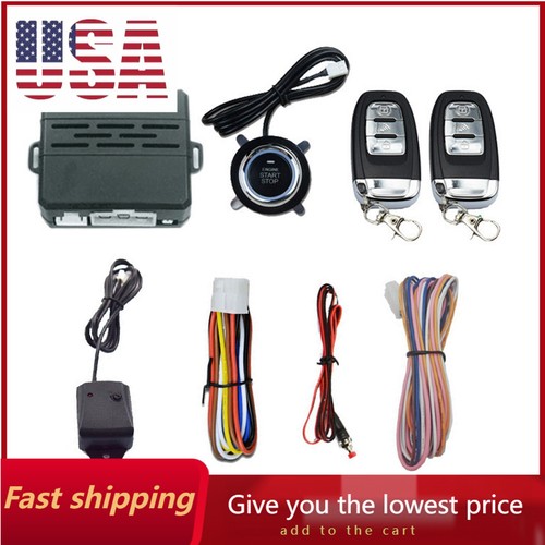 Car Keyless Entry System Engine Start Ignition Security Alarm+ 2 Remote Kit | eBay