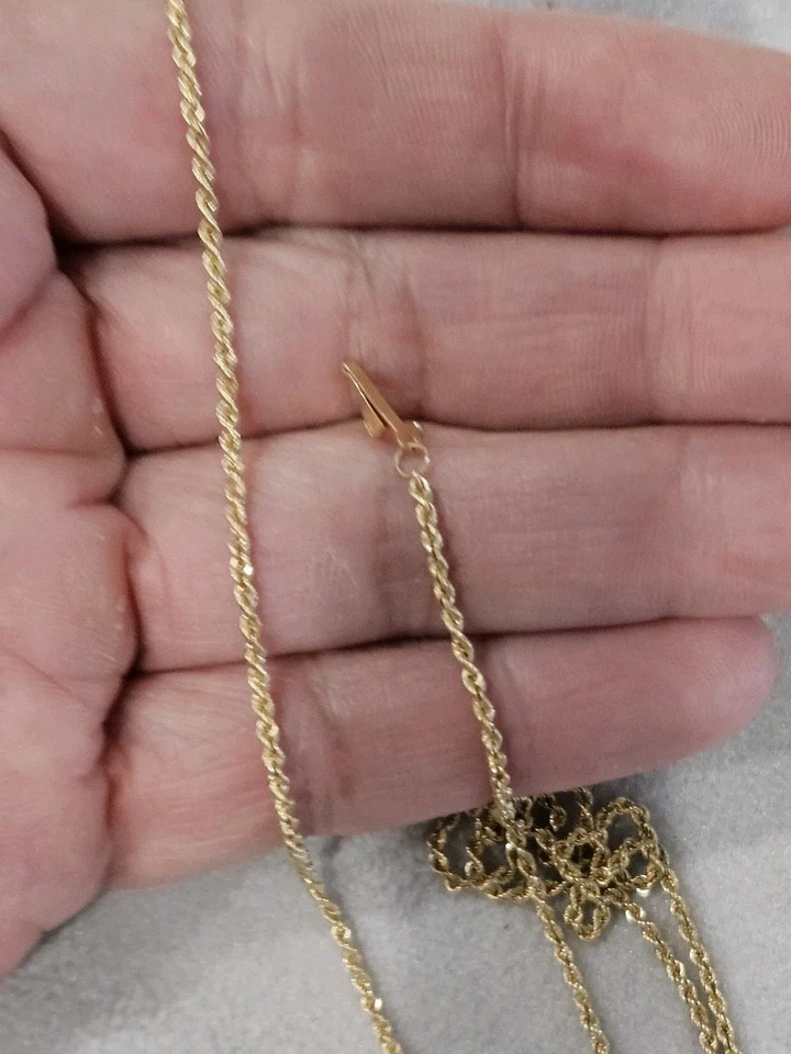 14K YELLOW GOLD 24" INCH ROPE CHAIN NECKLACE NICE CLASP JEWELRY | eBay