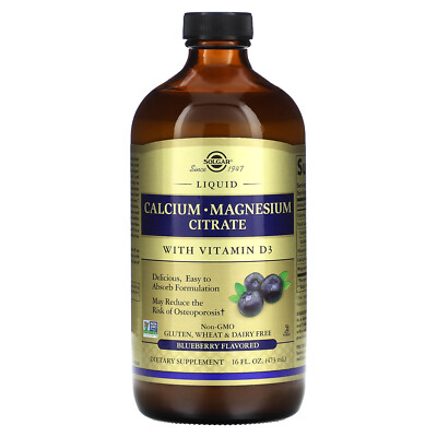 Calcium Magnesium Citrate Liquid with Vitamin D3, Blueberry, 16 fl oz ...