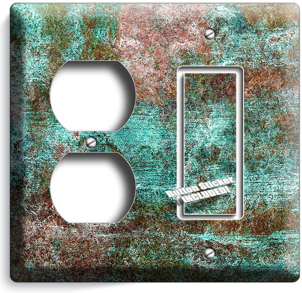 RUSTED BRONZE GREEN PATINA RUSTIC LOOK LIGHT SWITCH OUTLET WALL PLATE ...