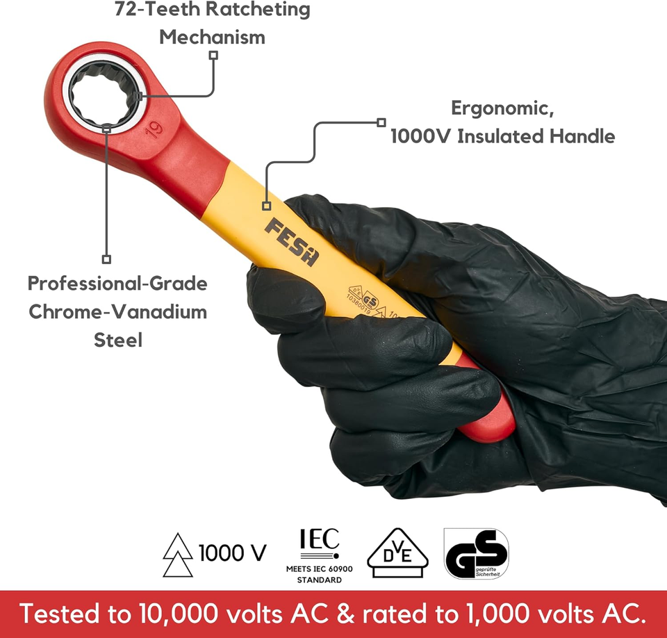 FESA Insulated Ratchet Wrench Set - 8-Piece 1000V Box Wrench Set with ...
