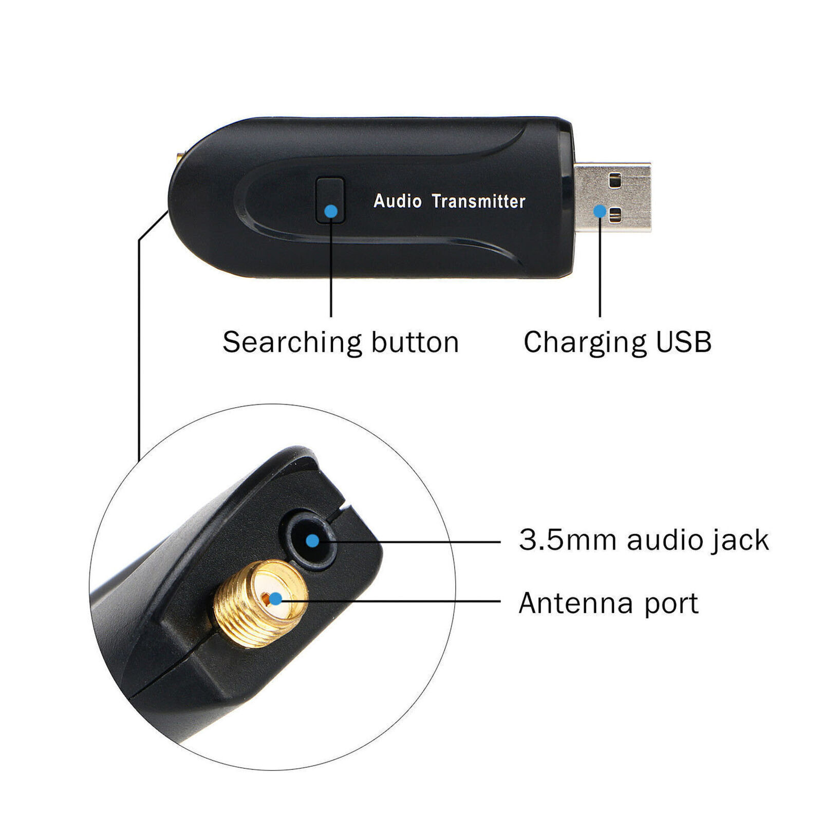 Wireless Bluetooth Transmitter A2DP 3.5mm Audio Music Adapter for TV ...