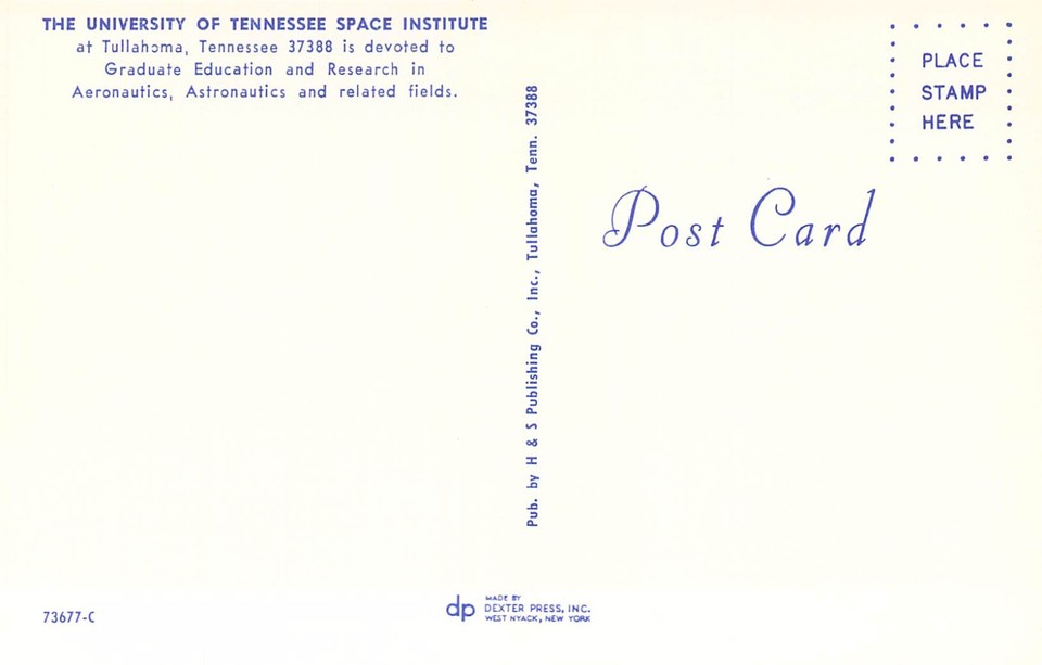 1971 University of Tennessee Space Institute Aerial View Postcard N20 ...