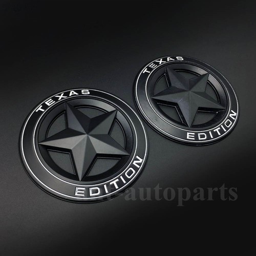 2pcs Matte Black Texas Edition Star Flag Car Trunk Emblems Badge Decal ...