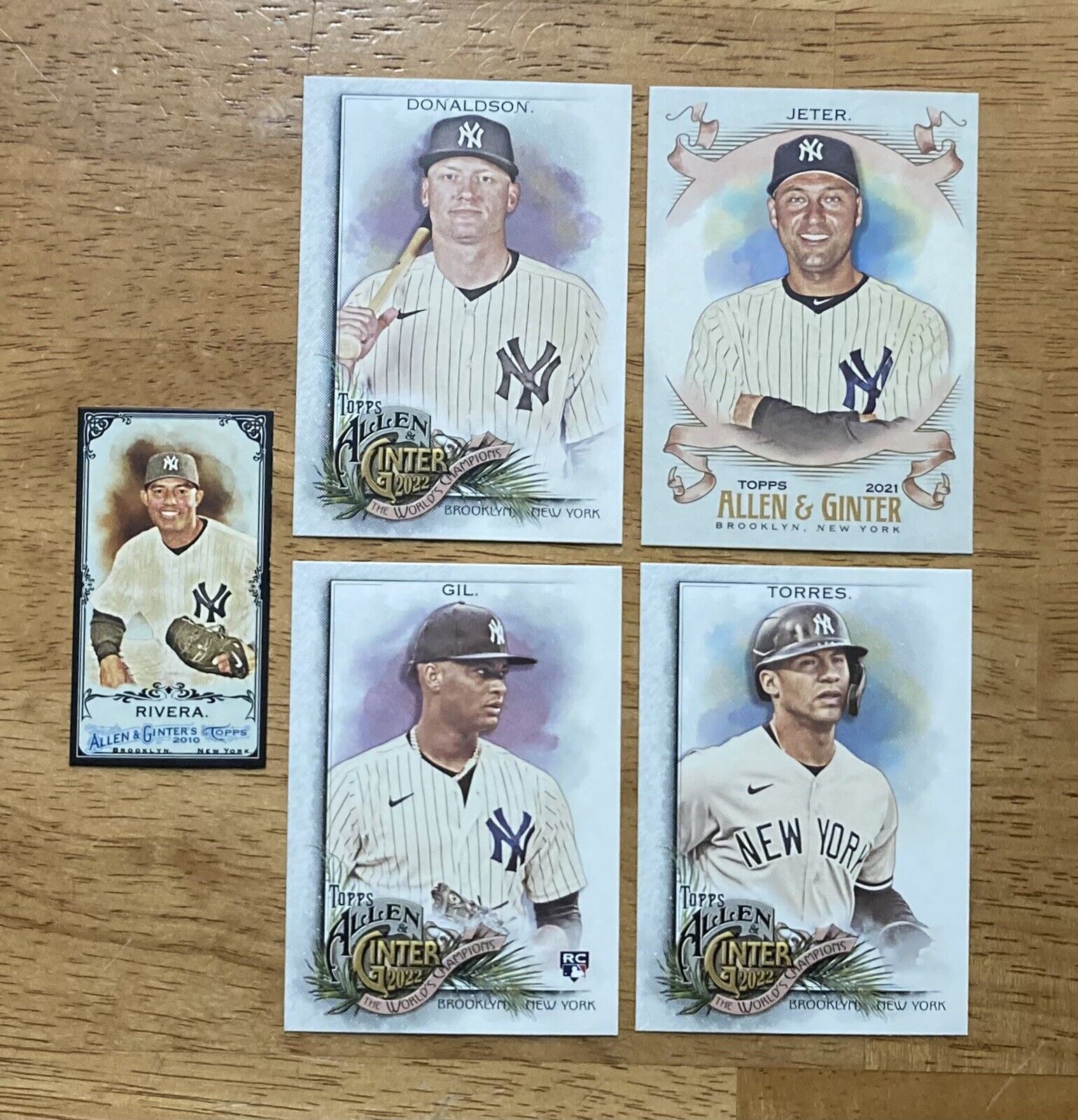 NY Yankees Allen & Ginter 5 card lot- Rivera, Jeter, Torres, Donaldson ...