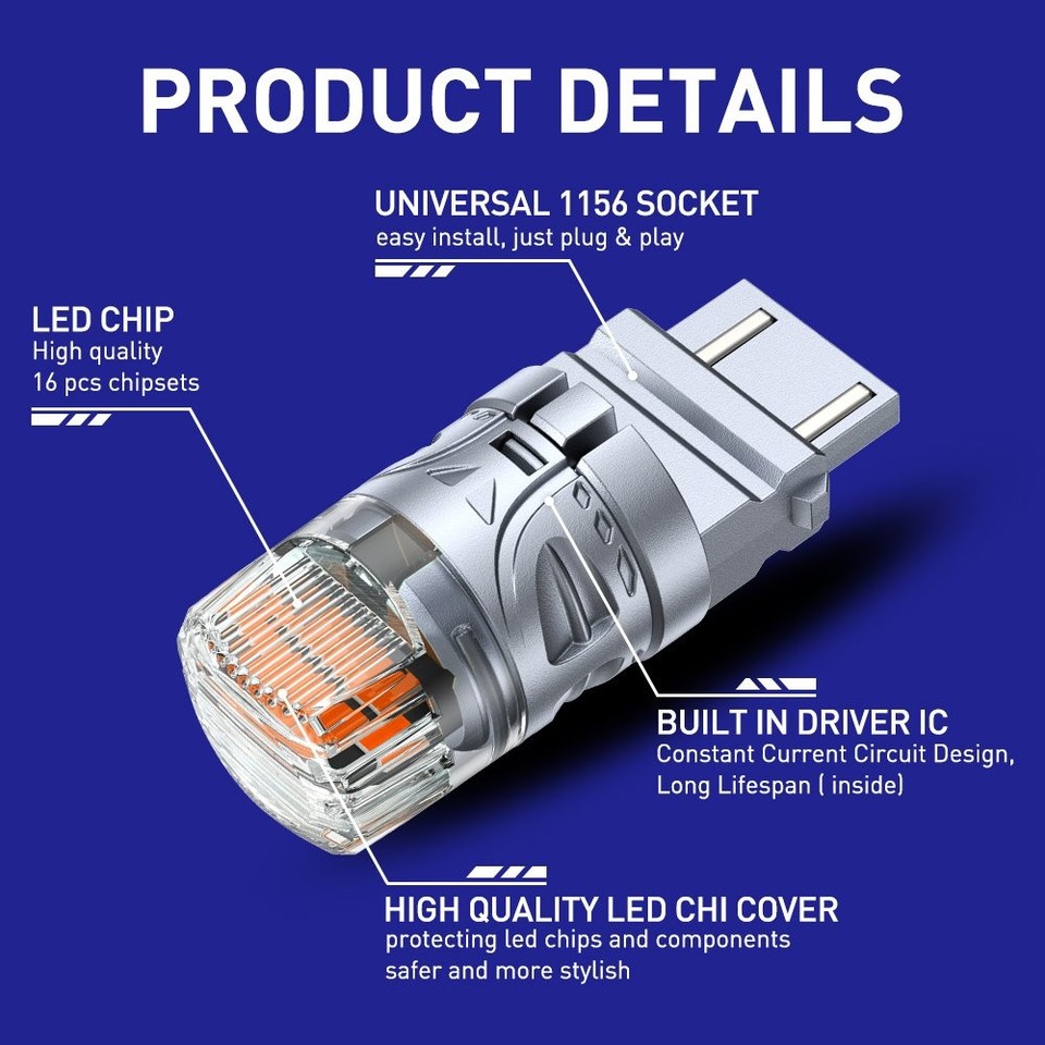 2X AUTOONE BRS Series 3157/3156 Golden Yellow Light Bulbs Even 360 ...