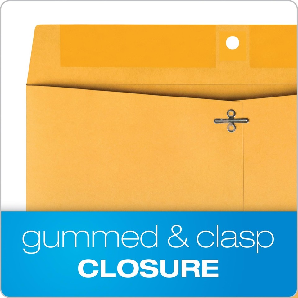 12 x 15-1/2 Clasp Envelopes, Clasp and Gummed Closures, for Oversized ...
