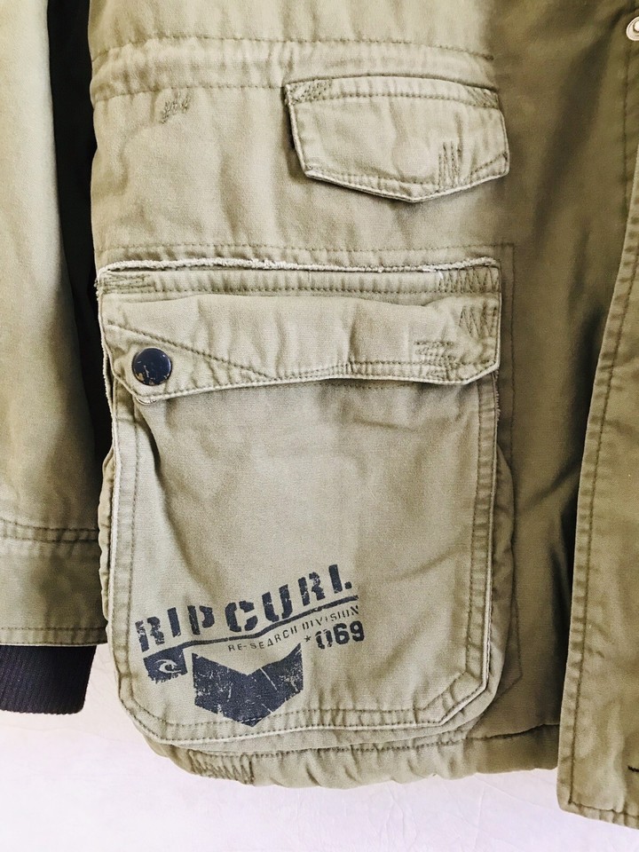 RIP CURL SNAP-ON & ZIP UP MEN'S PARKA COAT ARMY GREEN MEDIUM code RR79 ...