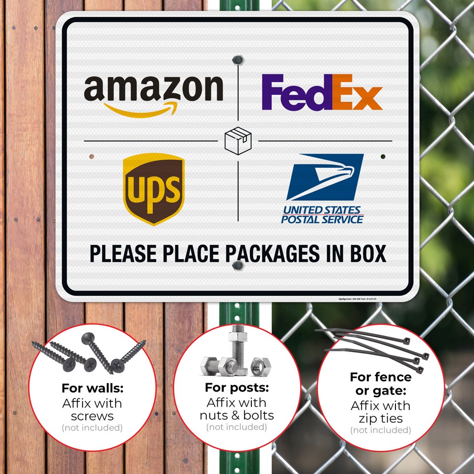 Package Delivery Sign, Delivery Instructions FedEx Amazon Ups USPS Sign ...