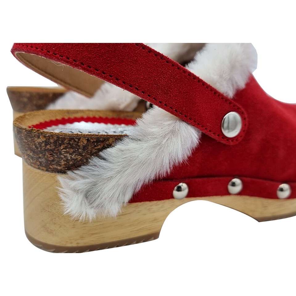 Red Suede Clogs with Strap Heel 6 - Made in Italy - GL113 CAM RED | eBay
