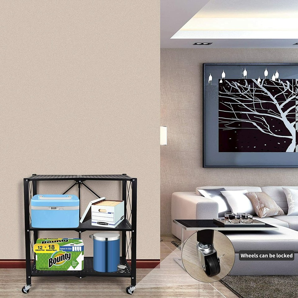 HealSmart 3/4/5Tier Heavy Duty Foldable Metal Rack Storage Shelving ...