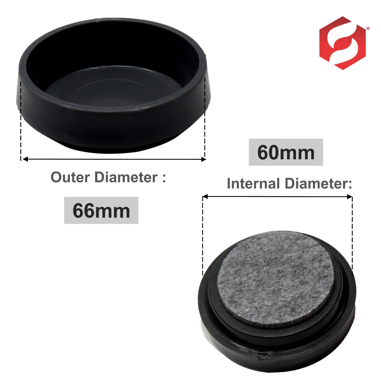 LARGE BLACK CASTOR CUPS Carpet/Floor Chair Furniture Protectors Caster ...