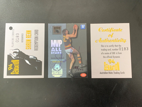 1994 Dynamic AFL Sensation MVP Acetate Signature Card CC5 Shaun Rehn ...