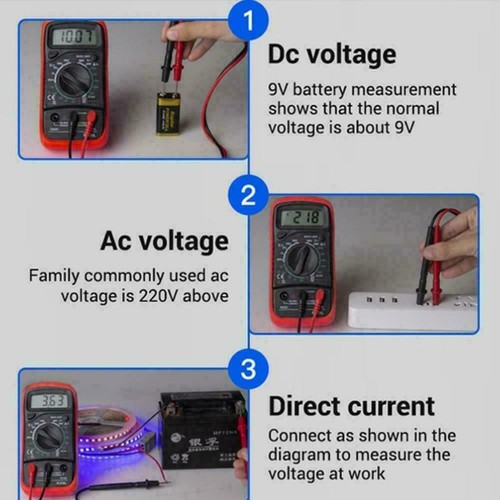 Digital Multimeter AC DC Voltmeter Ammeter Ohmmeter Volt Tester Meter ...