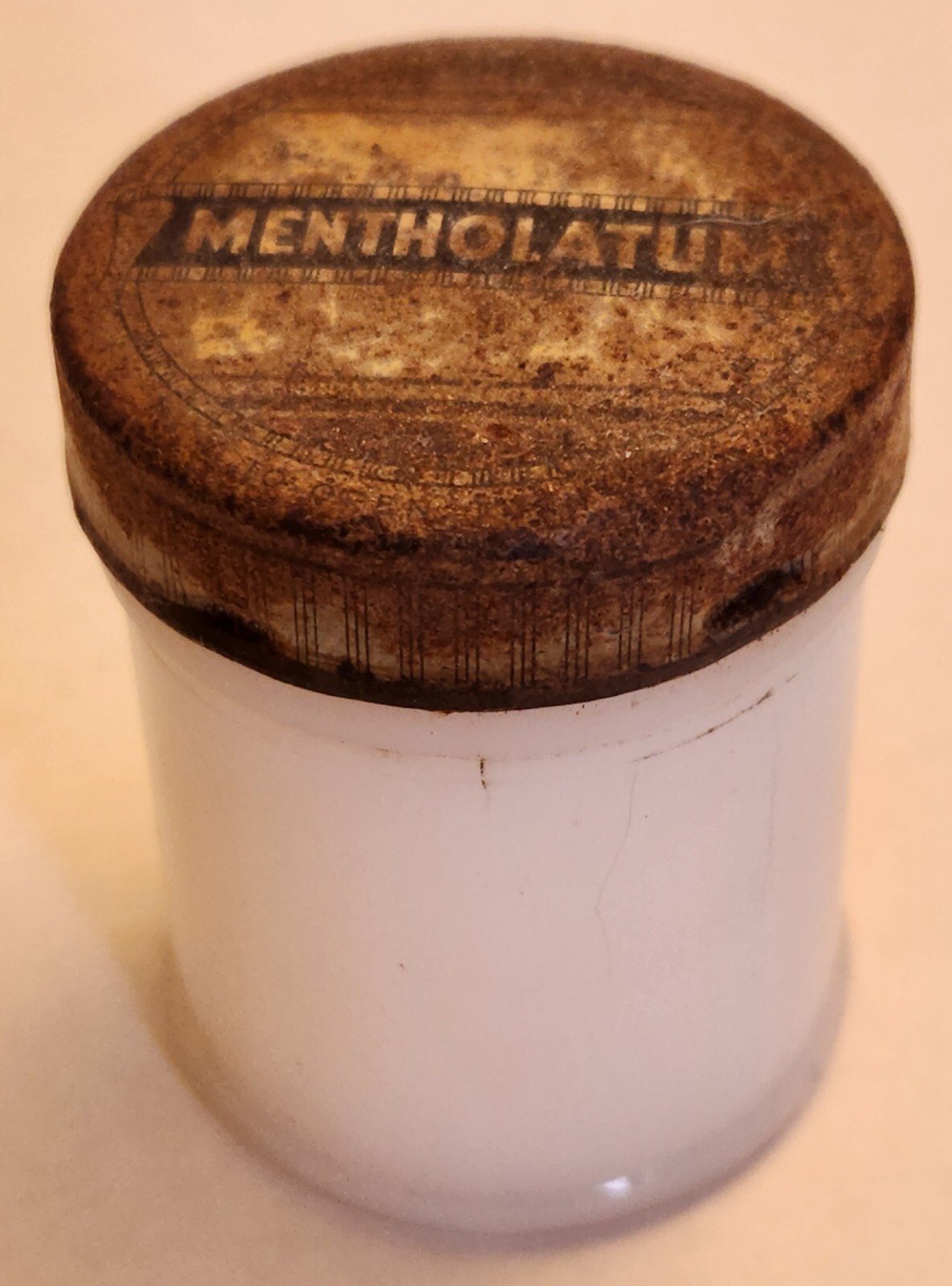 Vintage Mentholatum White Milk Glass Jar Metal Lid Bottle Empty | eBay