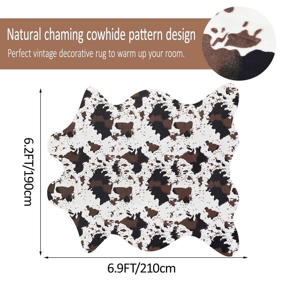 Cow Print Rug Large Faux Cowhide Rug Cow Rugs for Bedroom Living Room ...