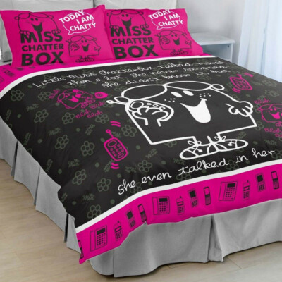 Little Miss Chatterbox Kids King Bed Quilt Cover Set | Cotton ...