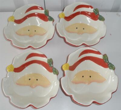 New Red Christmas Holiday Decorative Santa Snack Condiment Candy Bowls ...