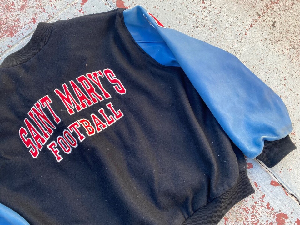 SAINT MARY'S FOOTBALL VARSITY LETTERMAN JACKET SICHEL LEATHER POG MO ...
