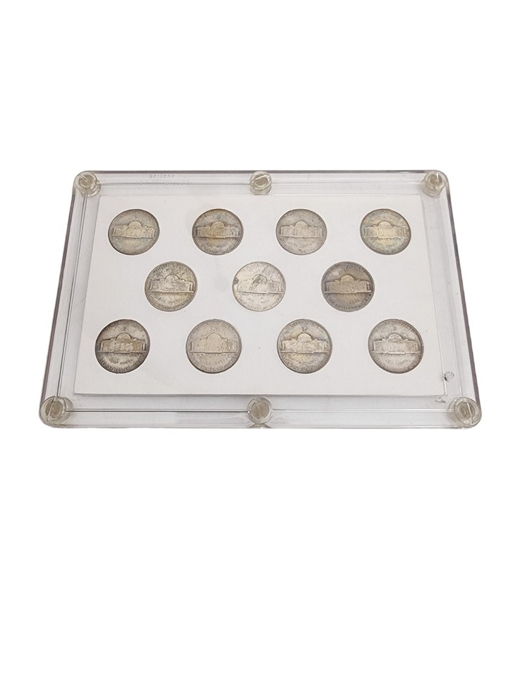 US Wartime 35% Silver Nickel 11 Coin Set 1942 to 1945 In Capital ...