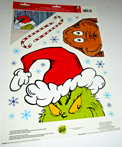 THE GRINCH Christmas Window Clings THE GRINCH /CHRISTMAS PEEKING ...