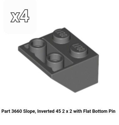 NEW Lego x4 Dark Bluish Gray Slope Inverted Brick Slope Brick 45 2x2 ...
