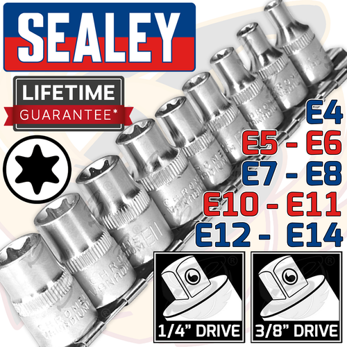 SEALEY E TORX External E Torx Female Torx Sockets 1/4" 3/8" Drive ...