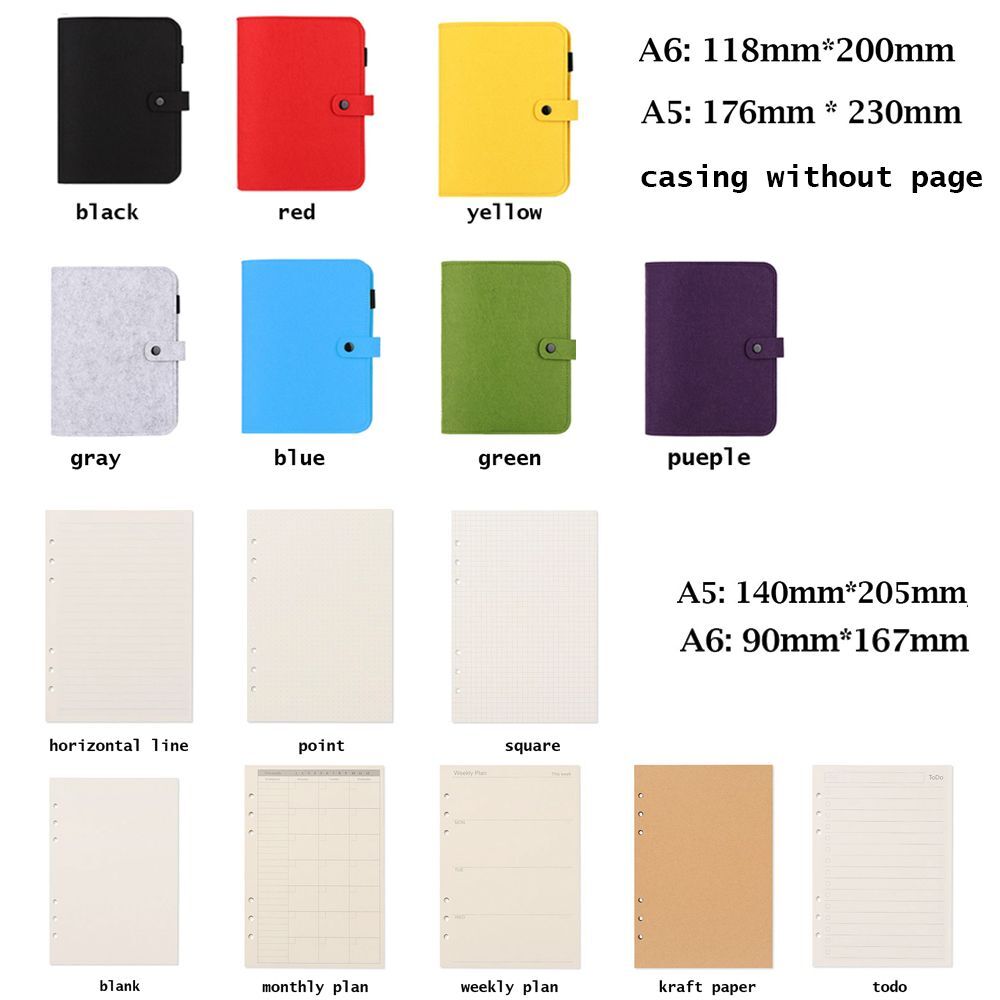 Travel Diary Stationery Portable Diary Ring Binder Felt Shell Felt ...