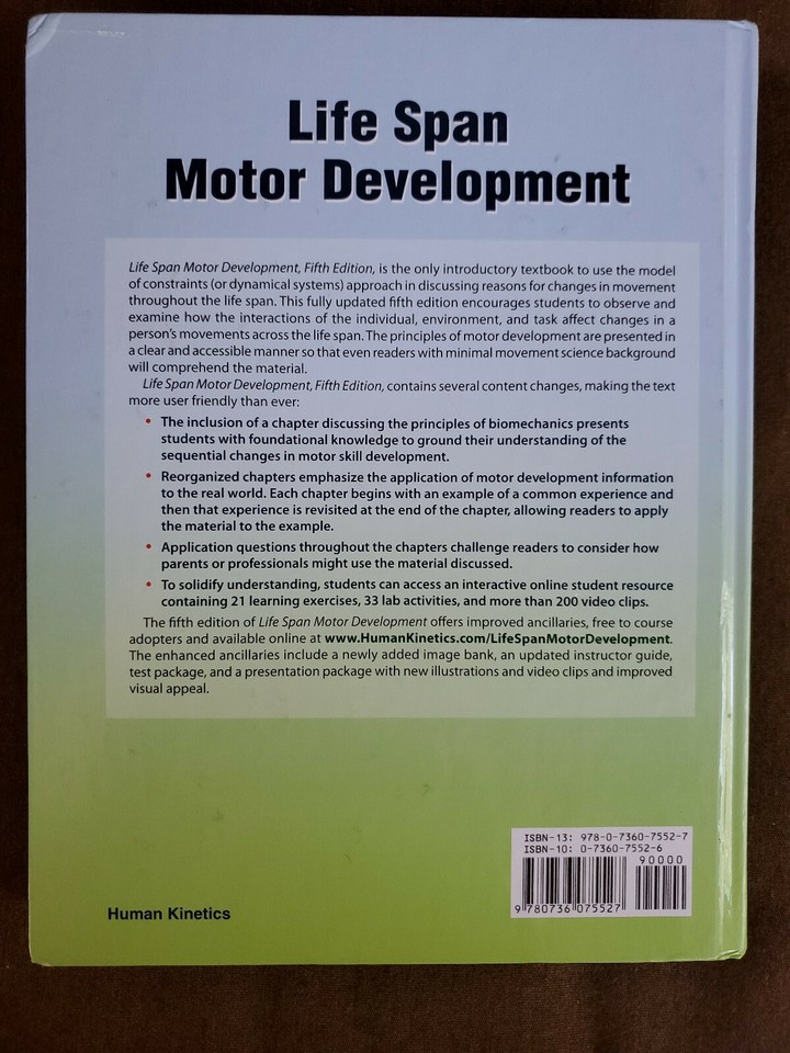 Life Span Motor Development 5th Edition by Kathleen Haywood Hardcover ...