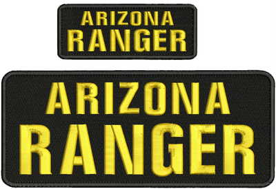 ARIZONA RANGER embroidery Patches 4x10 and 2x5 hook ON BACK gold black ...