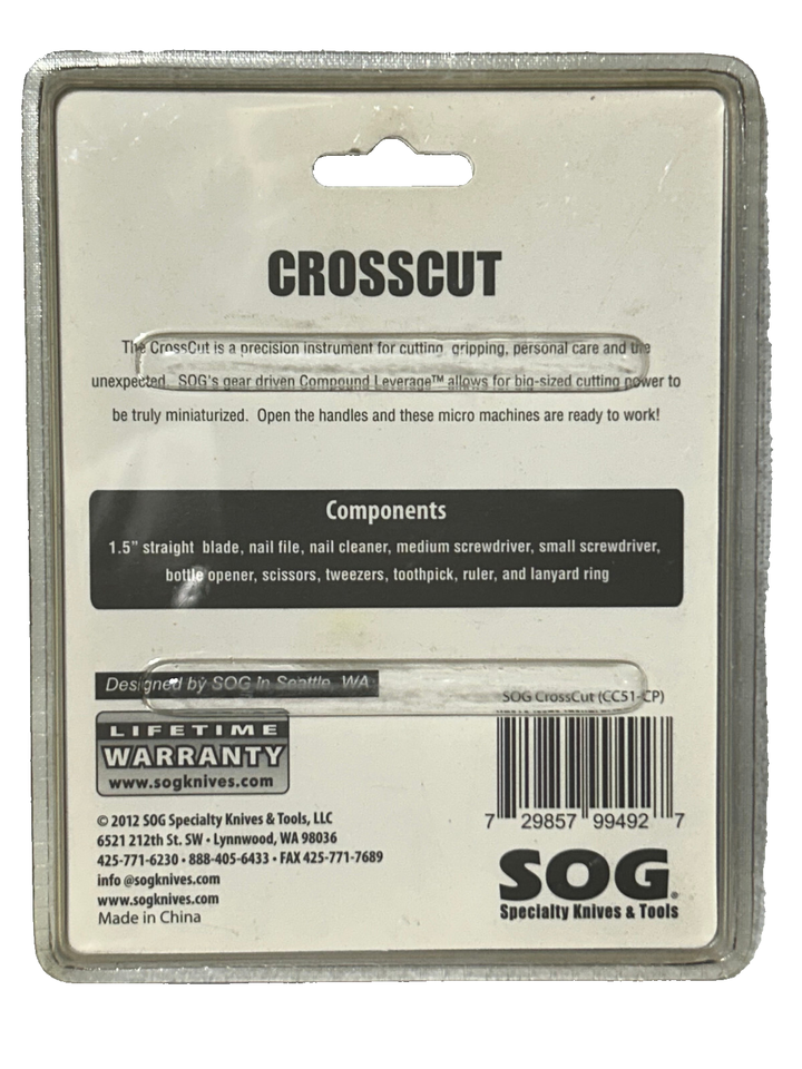 SOG CrossCut CC51-CP Multi-Tool 9-in-1 Scissors Knife Pliers Satin Fin EDC NOS | eBay