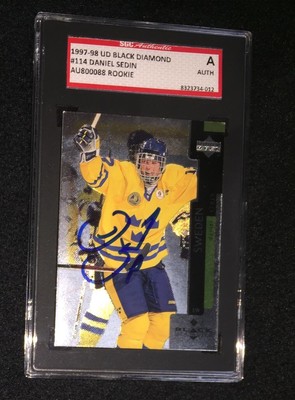DANIEL SEDIN SIGNED 1997/98 BLACK DIAMOND ROOKIE CARD #114 SGC ...