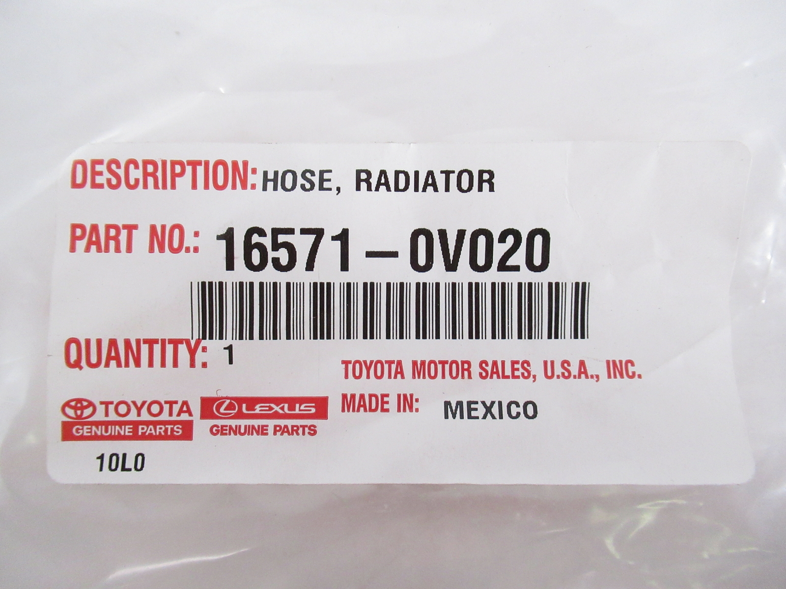 Genuine OEM Toyota 16571-0V020 Lower Radiator Coolant Hose 2009-2012 ...