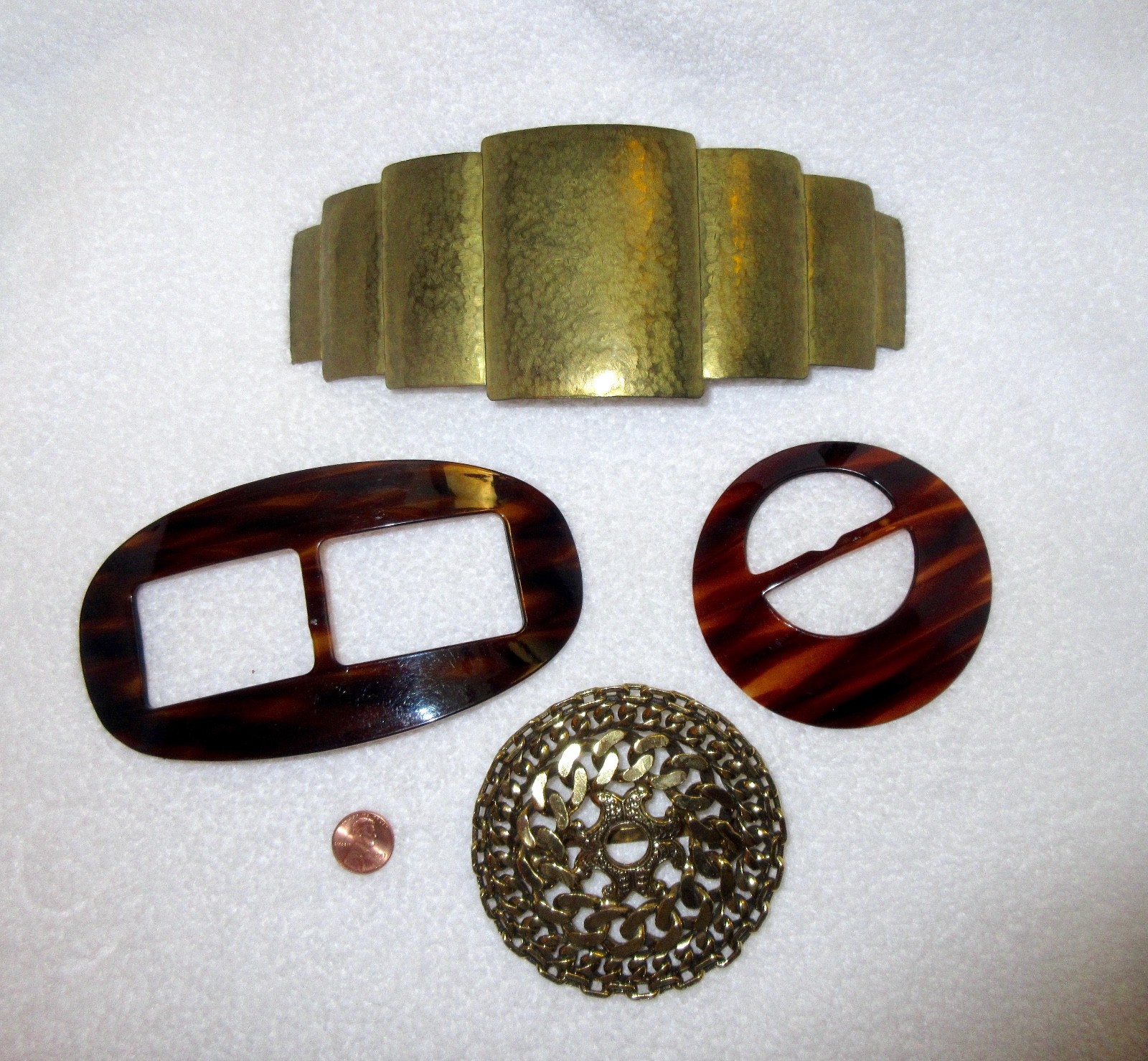 Lot 4 Vintage 1970's Belt Buckles Faux Tortoise Shell & Metal LARGE ...
