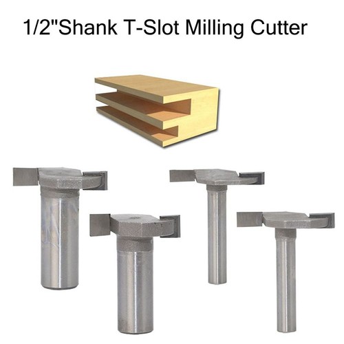 Straight Edge T-Slot Milling Cutter 1/2" Shank Woodworking Cutting Tool ...