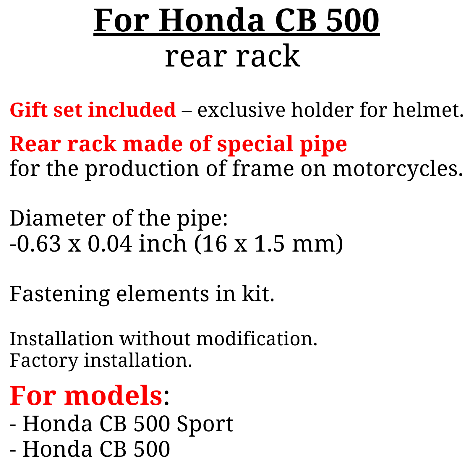 For Honda CB 500 Rear rack CB 500S Rear luggage rack CB 500 Sport ...