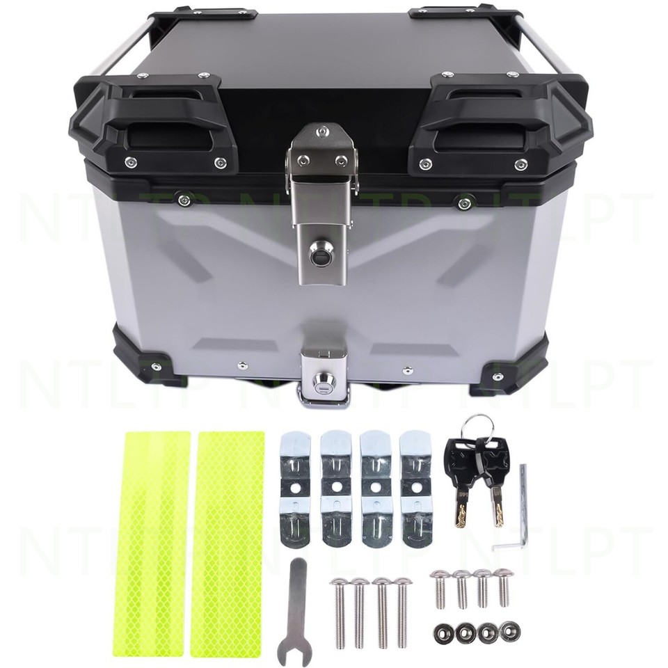 45 Litre Motorcycle Rear Top Box Aluminium Tail Carrier Tool Luggle ...