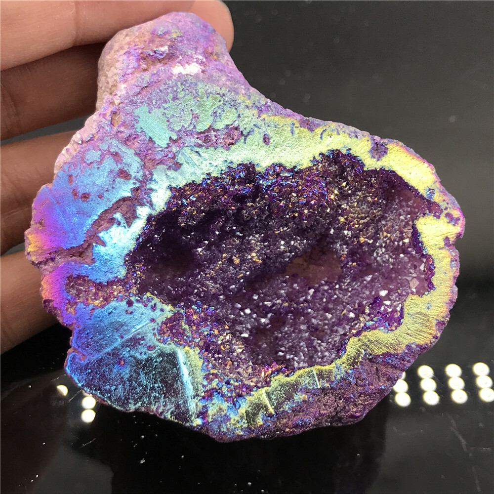 1pc Titanium Agate geode cluster rainbow natural quartz crystal Mineral ...