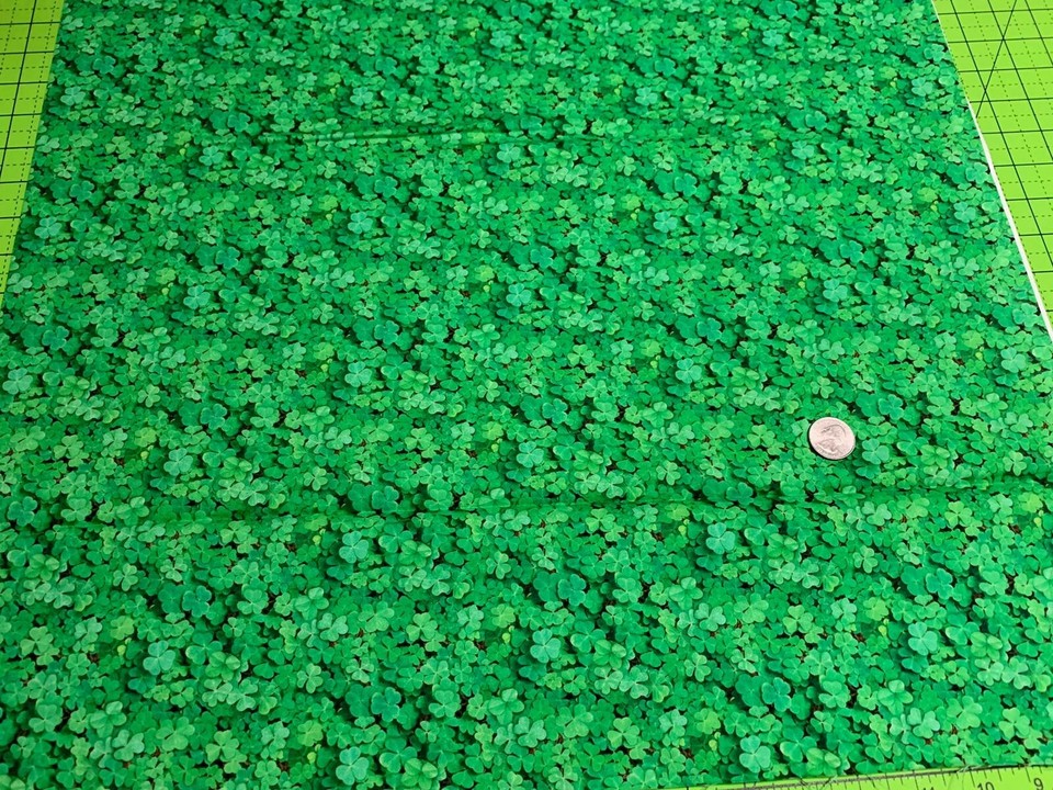Fabric Clover Shamrocks Leaves Real Green Elizabeth Cotton 1/4 Yard 624 ...