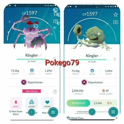 Pokemon Shiny Gigantamax Kingler (Tr.a.d.e 20k stardust) | eBay