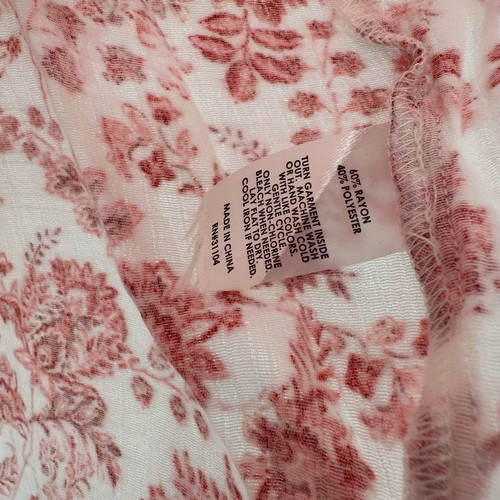 Wonderly Size Medium Tank Top Red White Flower Print Button Detail Back ...