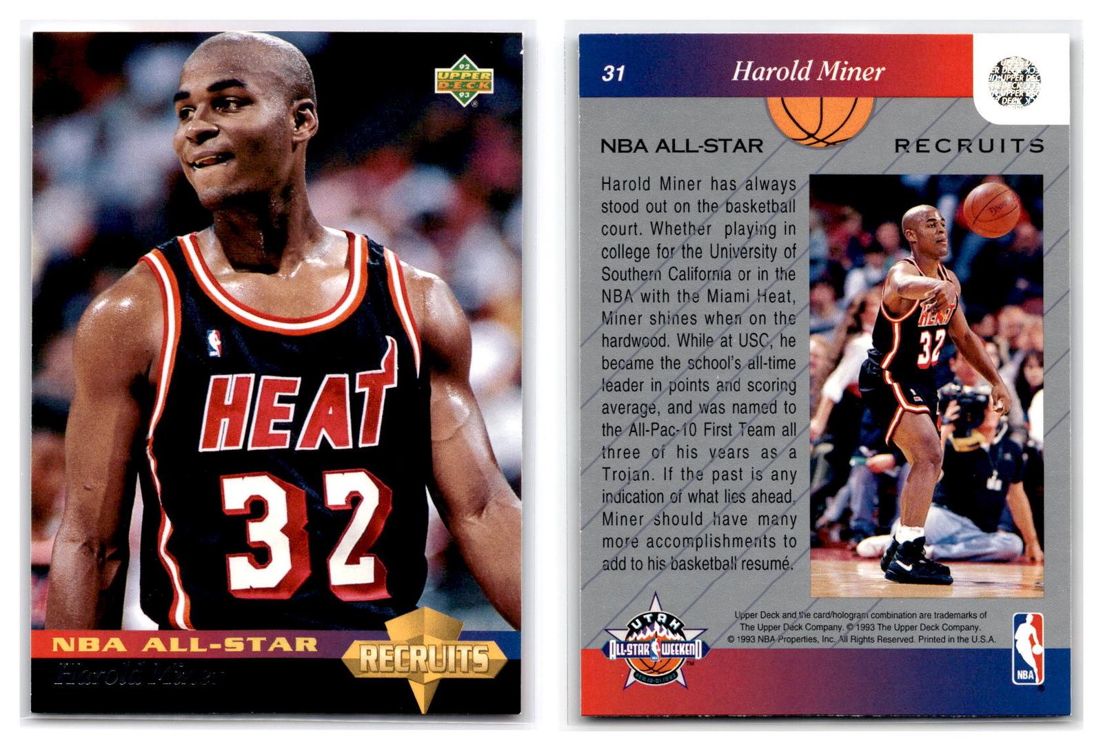 1992-93 Upper Deck NBA All-Stars #31 Harold Miner - Miami Heat | eBay