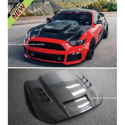 For Ford Mustang 15-23 Real Carbon Fiber Bodykits Engine Hood panel ...