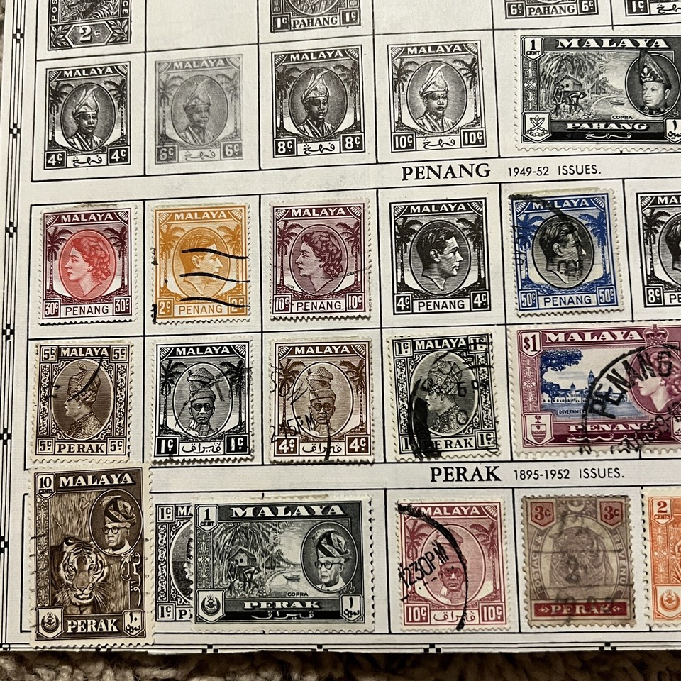 LOT OF FEDERATED MALAY STATES STAMPS JOHORE, KEDAH, KELANTON, MALACCA ...