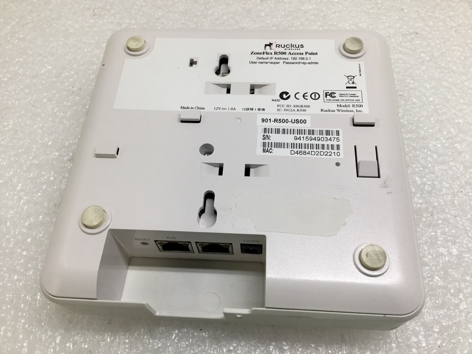 Ruckus Zoneflex R500 Dualband Wireless Access Point | eBay