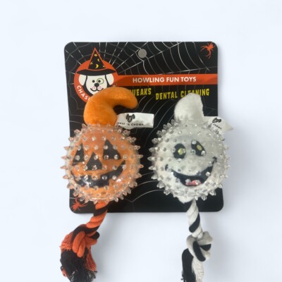 Chase & Chomp Halloween Ghost Pumpkin Howling Fun Toys Squeaky Spiky ...