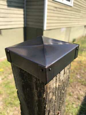 Solid Copper 4x4 Riveted Fence Post Cap Made in USA Deck Garden Decor ...