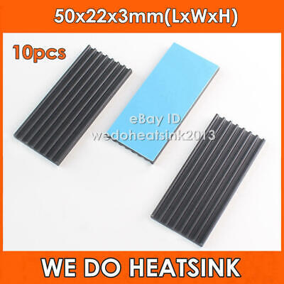 10pcs 50x22x3mm Black Anodized DIP Heatsink Cooler With Thermal ...