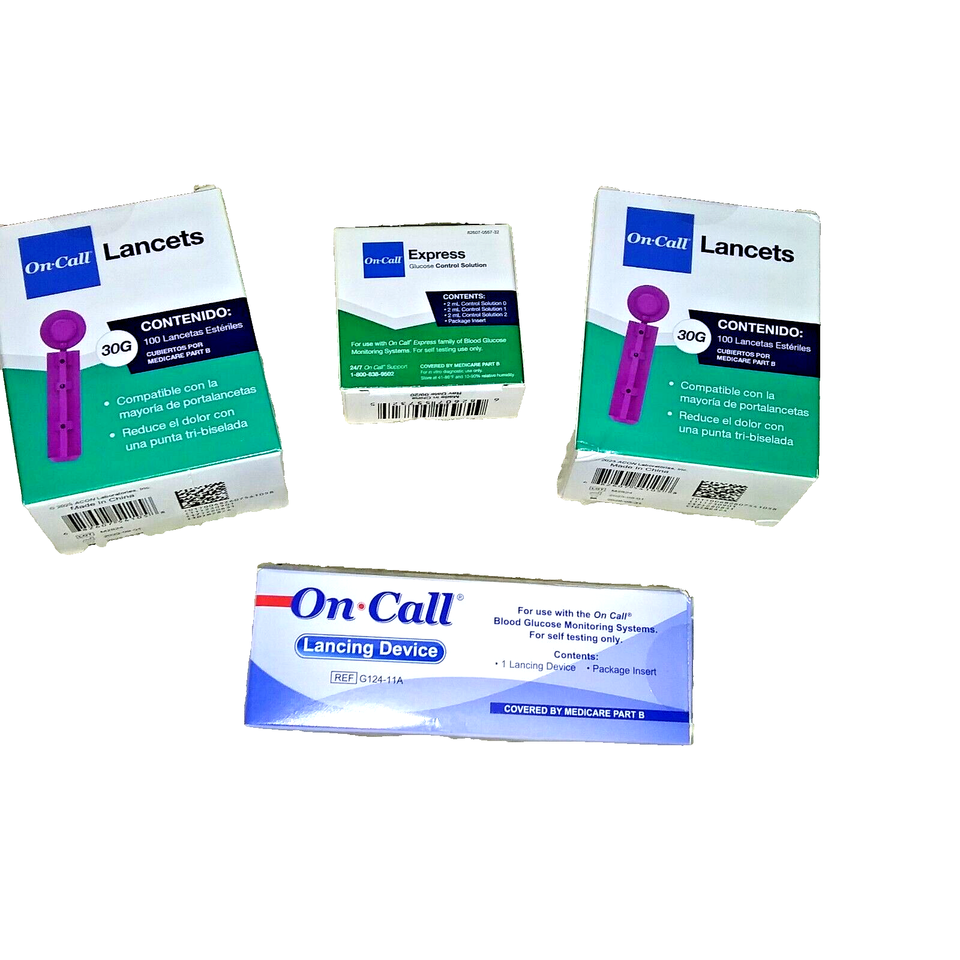 On Call 400 Sterile Lancets one Auto Lancing Device & 3 Control ...